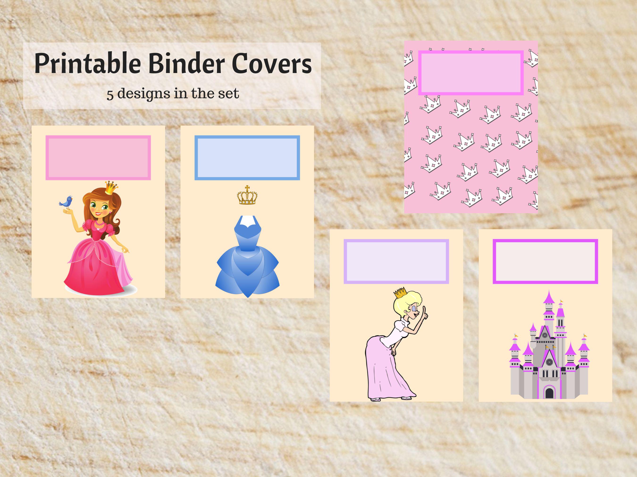 Princess Printable Binder Covers for School Editable Home Office Binder ...
