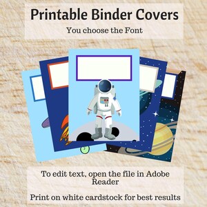 Space Printable Binder Covers for School Editable Home Office Binder ...
