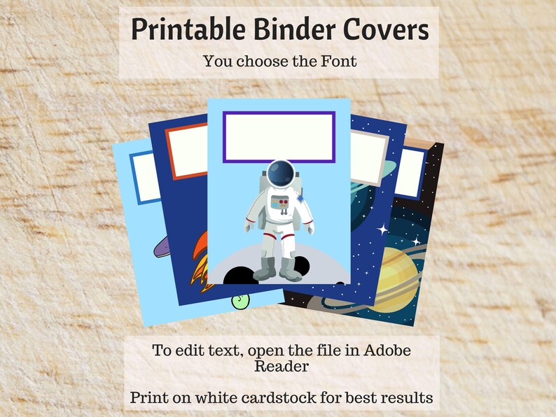 Space Printable Binder Covers for School Editable Home Office Binder ...