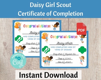 Girl Scout Certificates of Completion Daisy to Cadette Bridging ...