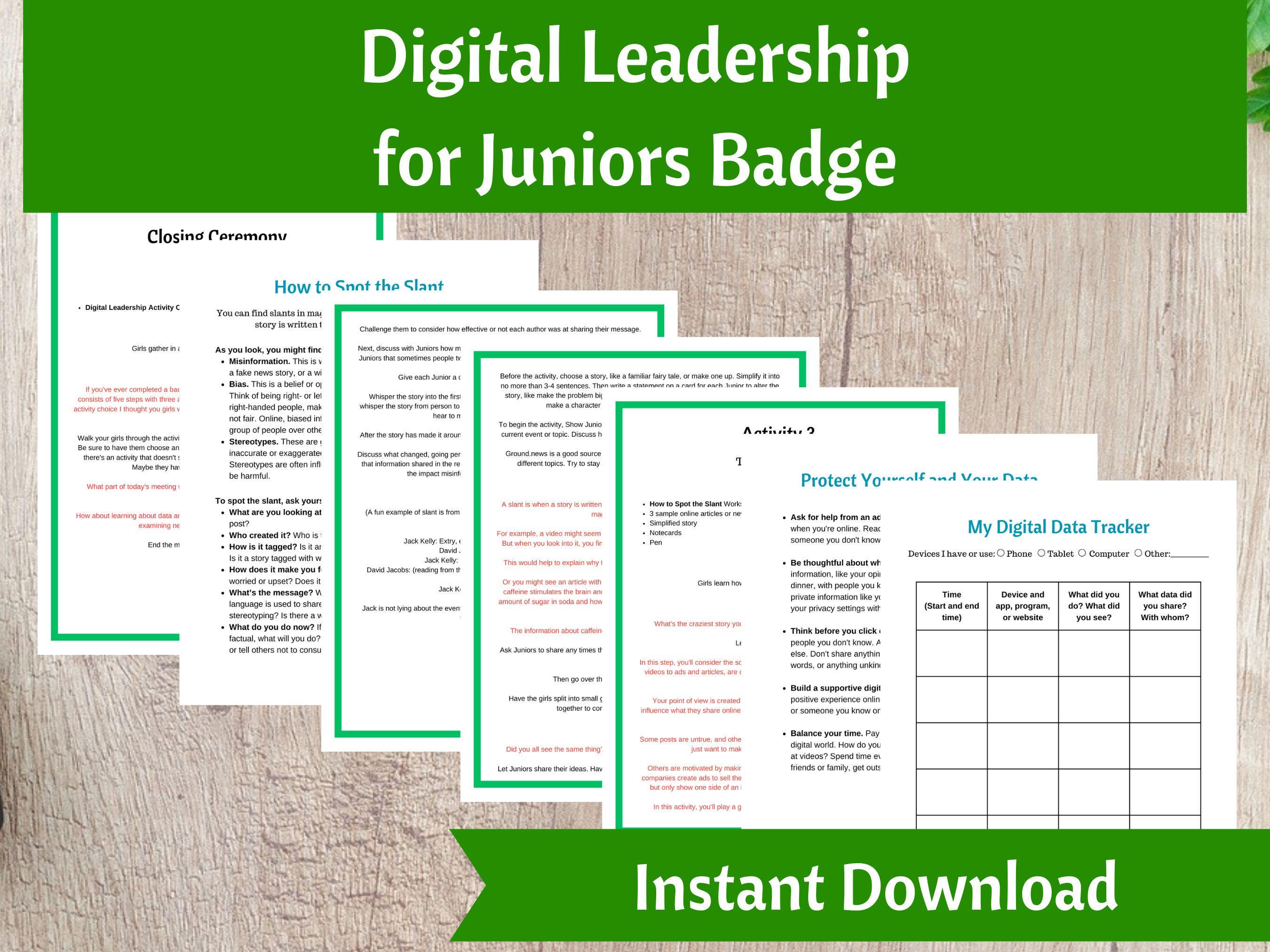 Digital Leadership for Juniors Badge Activity Kit | Girls Scout Troop ...
