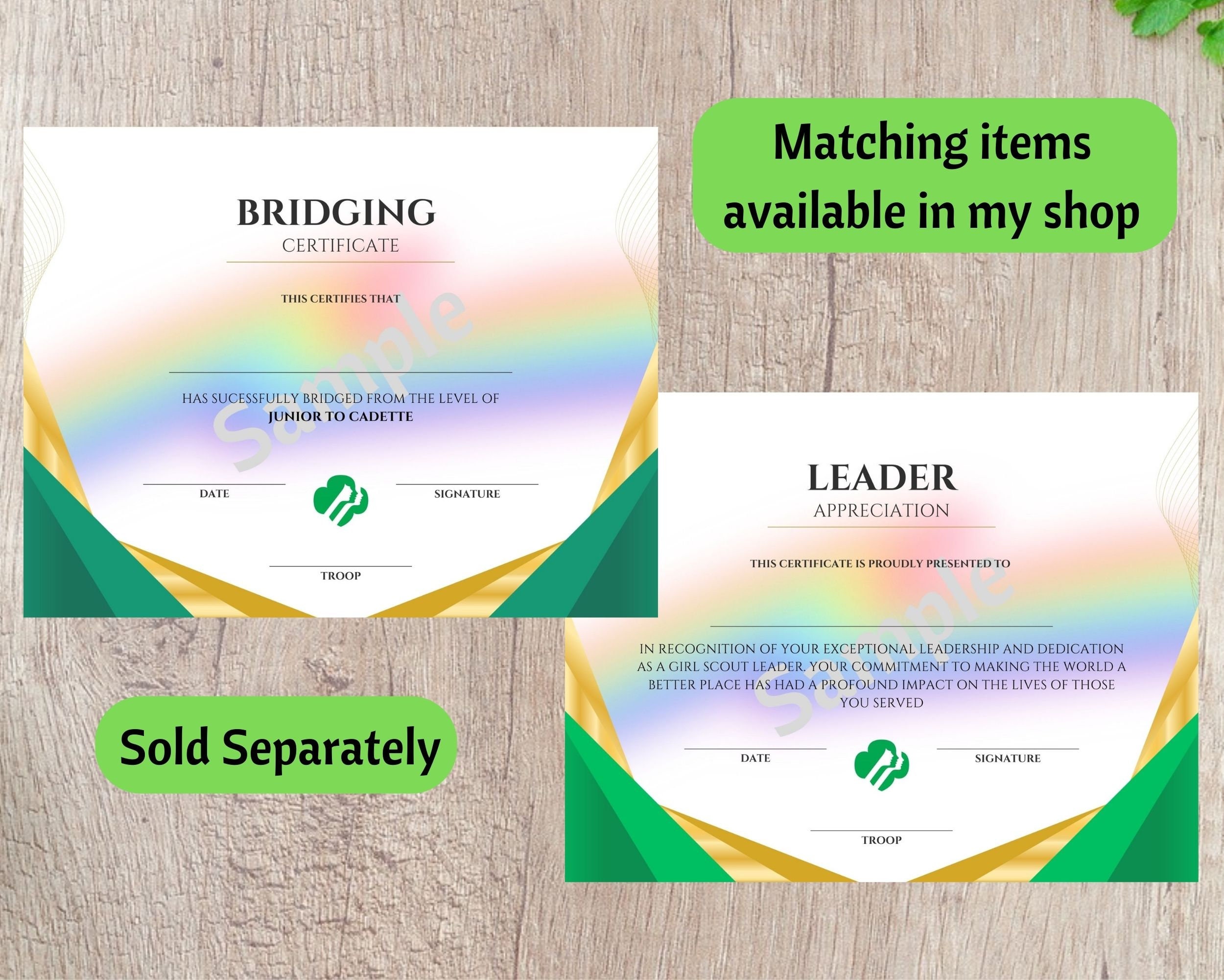 Cadette Girl Scout 1st, 2nd, and 3rd Year Certificate of Completion ...