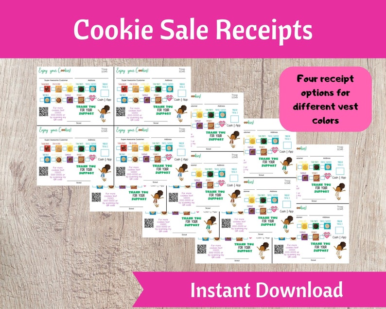 Cookie Sales Receipts Girls Scout Troop Organizer Printable - Etsy
