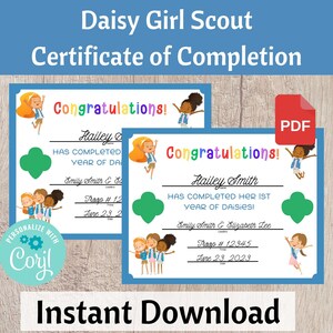 Scout Certificates of Completion - Daisy to Cadette Bridging Ceremony ...