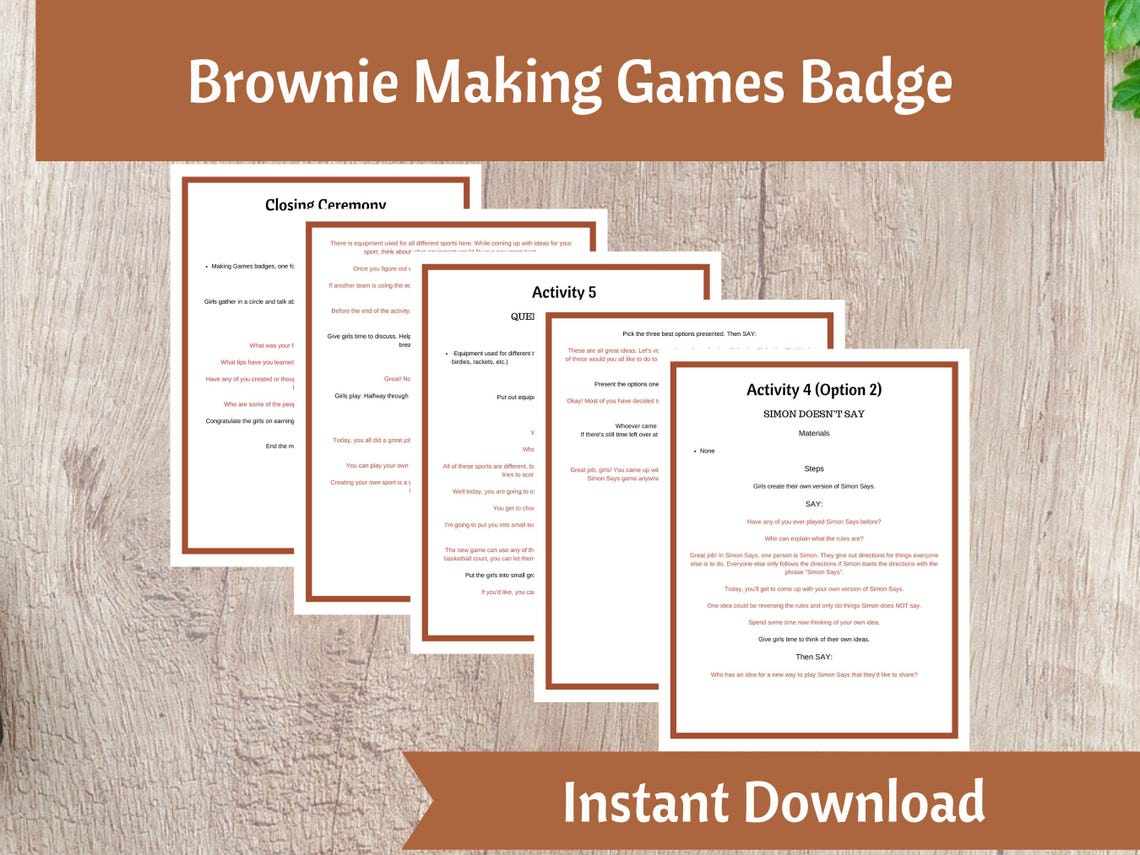 Brownie Making Games Badge Activity Kit | Girls Scout Troop Organizer ...