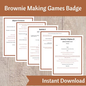 Brownie Making Games Badge Activity Kit | Girls Scout Troop Organizer ...