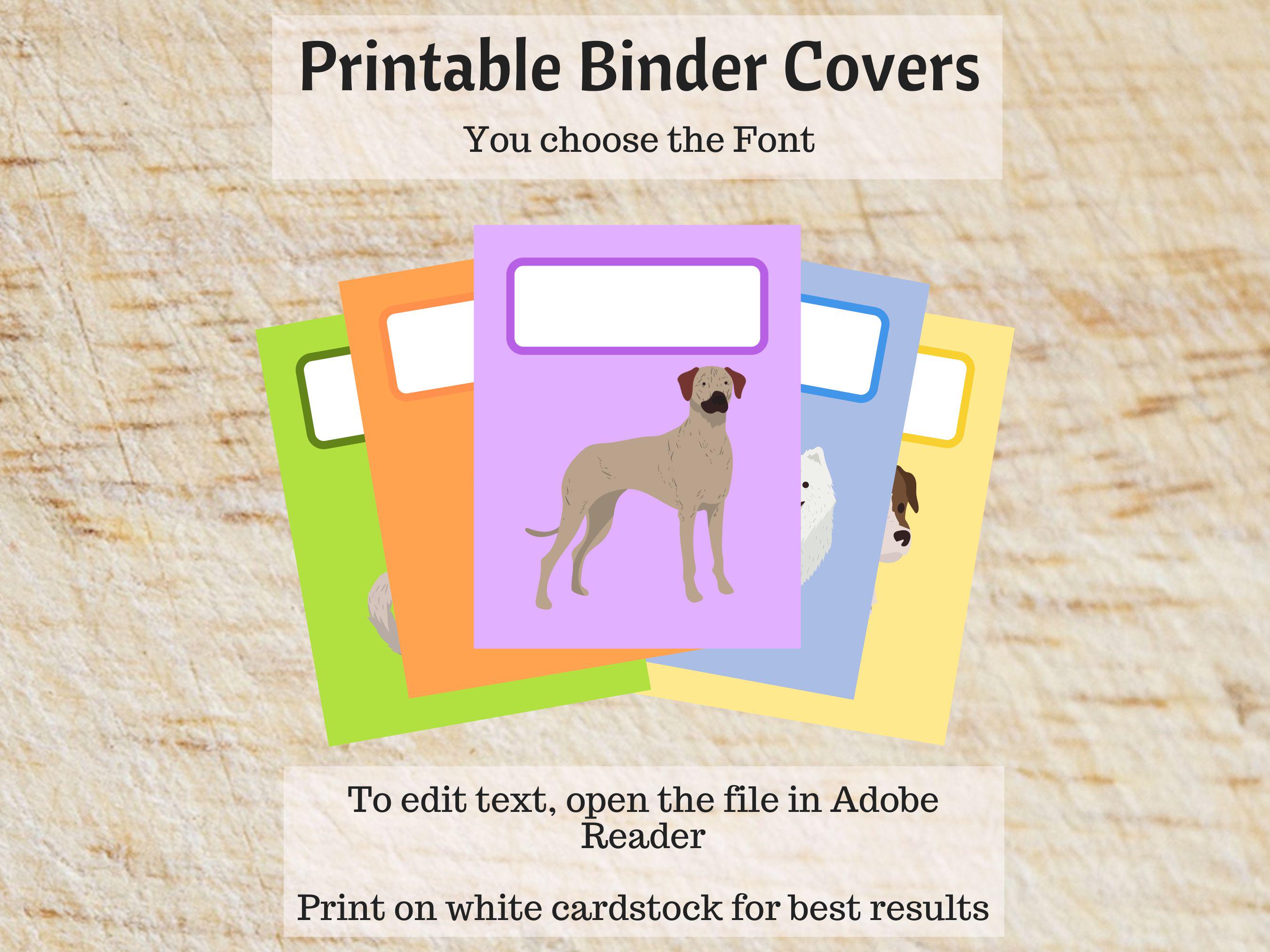 Puppy Printable Binder Covers for School Editable Home Office Binder ...