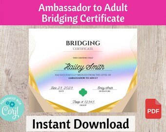 PDF Girl Scouts Bridging Certificate for Single Troop Leader- Instant ...