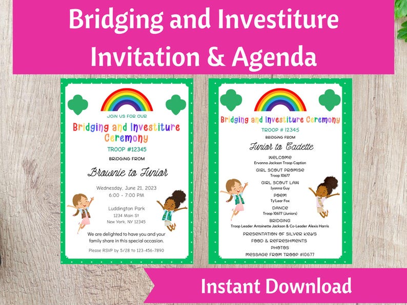 Bridging and Investiture Ceremony Invitation & Agenda - Scout Leader ...
