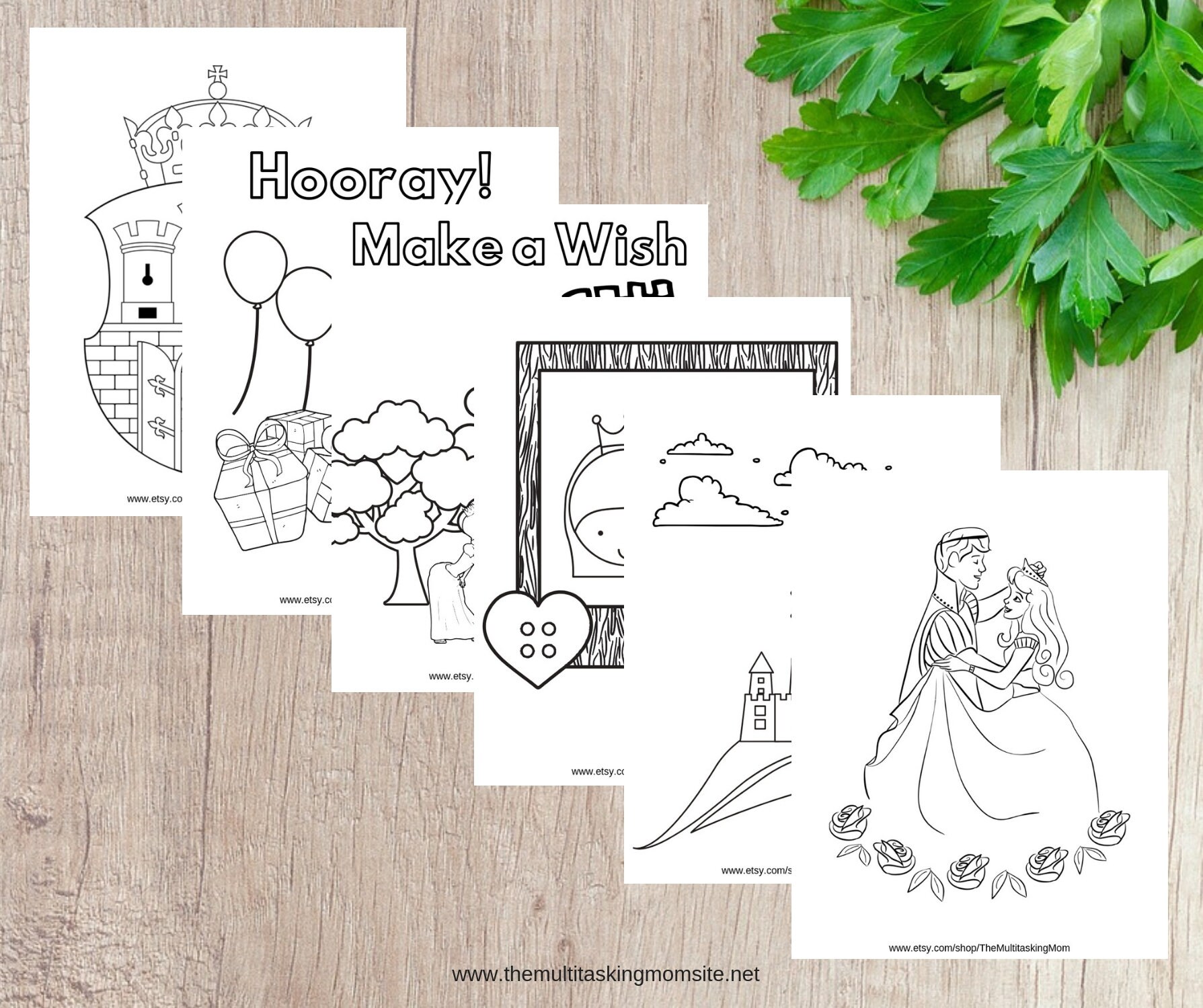 Princess Party Coloring Pages Printable Activity Pages Birthday Party ...