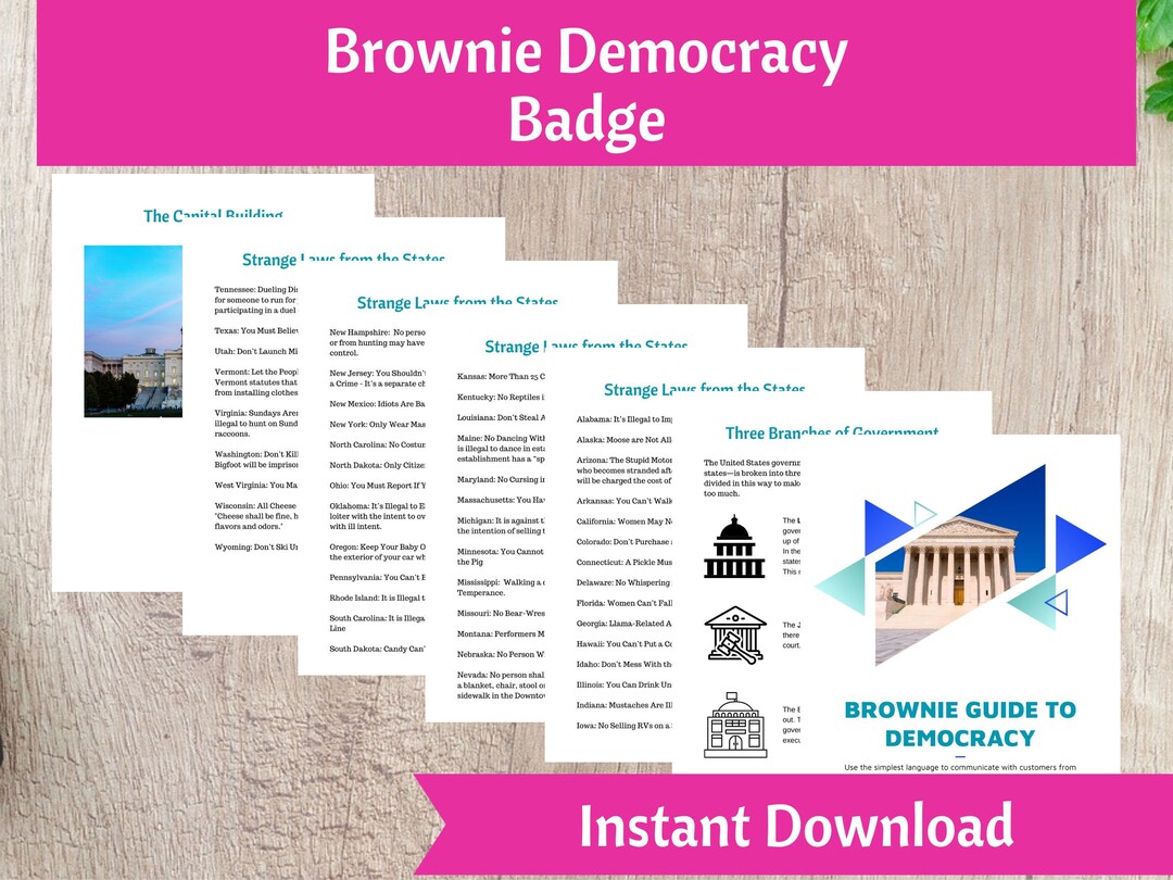 Brownie Democracy Badge Activity Kit Girls Scout Troop Organizer ...