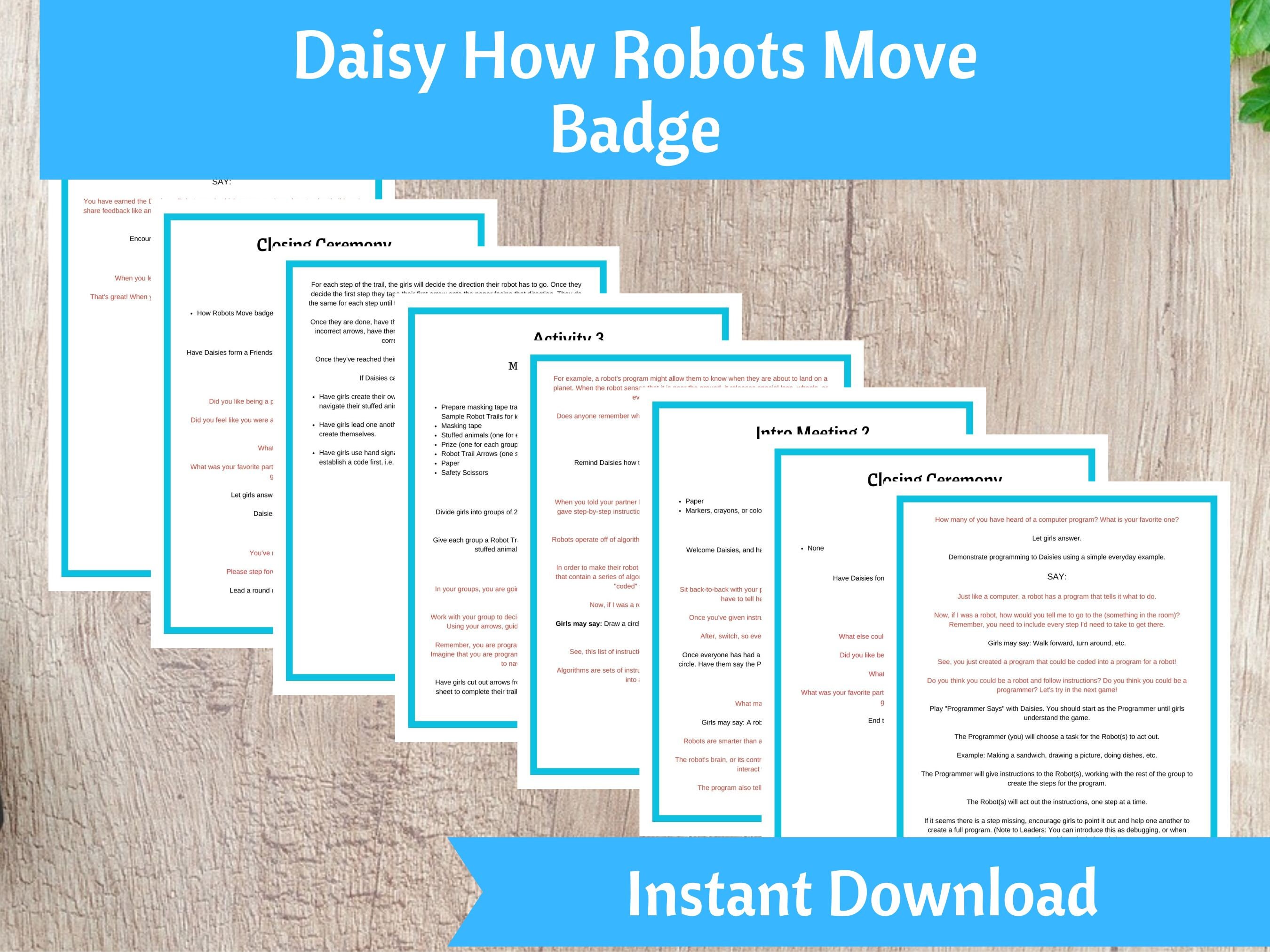 Daisy Robotics Badge Bundle - What Robots Do, How Robots Move, Design a ...