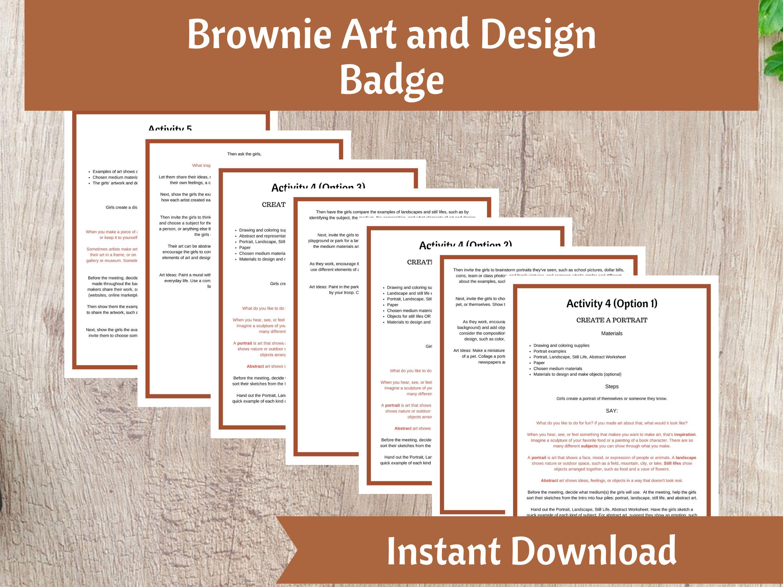 Brownie Art and Design Badge Activity Kit | Girls Scout Troop Organizer ...