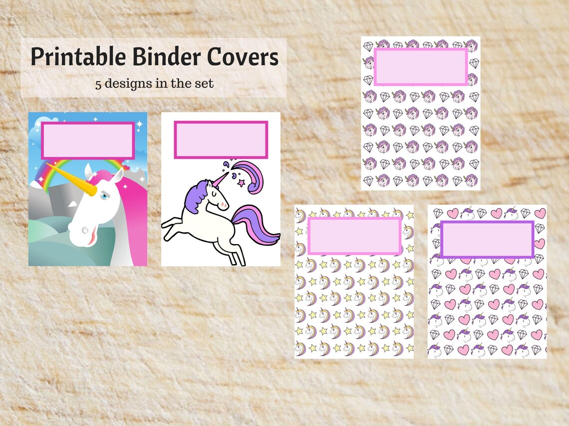 Unicorn Printable Binder Covers for School Editable Home Office Binder ...