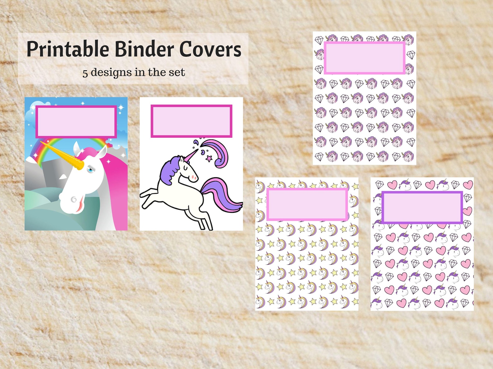 Unicorn Printable Binder Covers for School Editable Home Office Binder ...