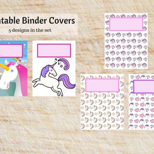 Unicorn Printable Binder Covers for School Editable Home Office Binder ...