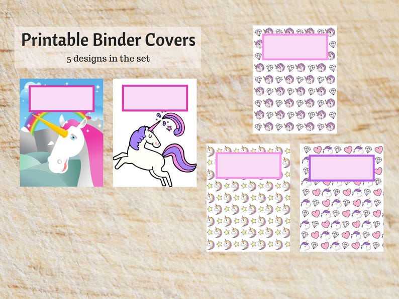 Unicorn Printable Binder Covers for School Editable Home Office Binder ...