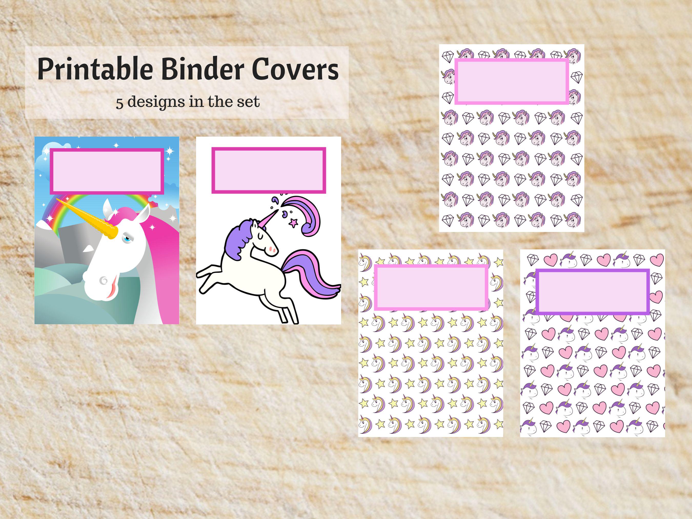 Unicorn Printable Binder Covers for School Editable Home Office Binder ...
