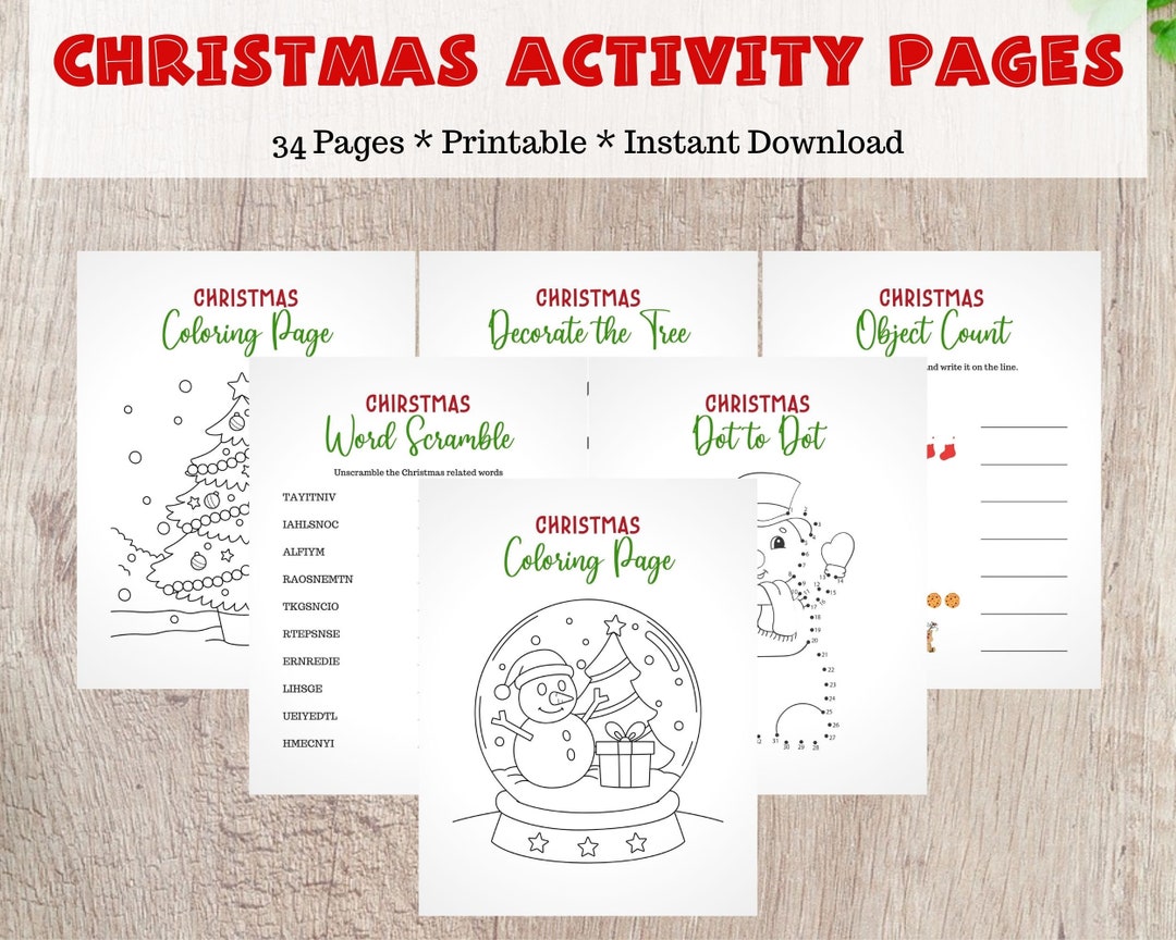 Christmas Activity Pages - Printable - Instant Download - Homeschool ...