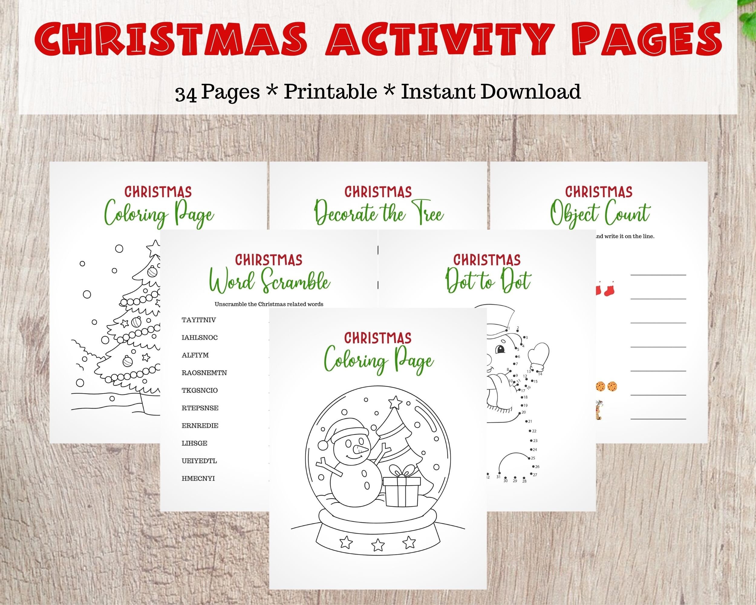 Christmas Activity Pages - Printable - Instant Download - Homeschool ...