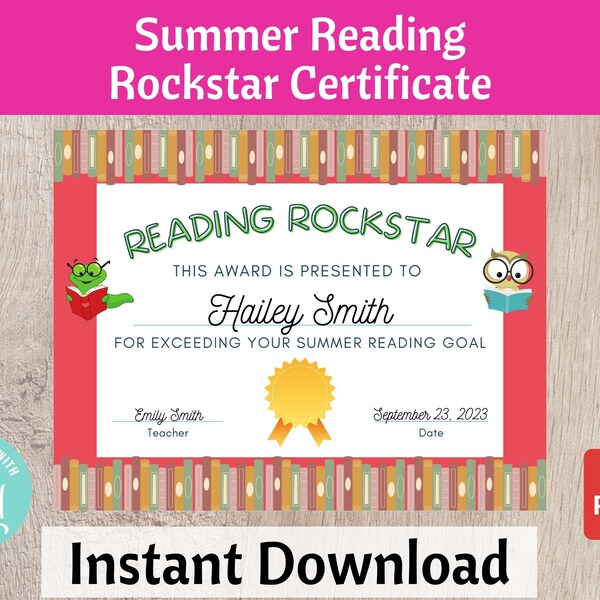 Reading Certificate - Etsy