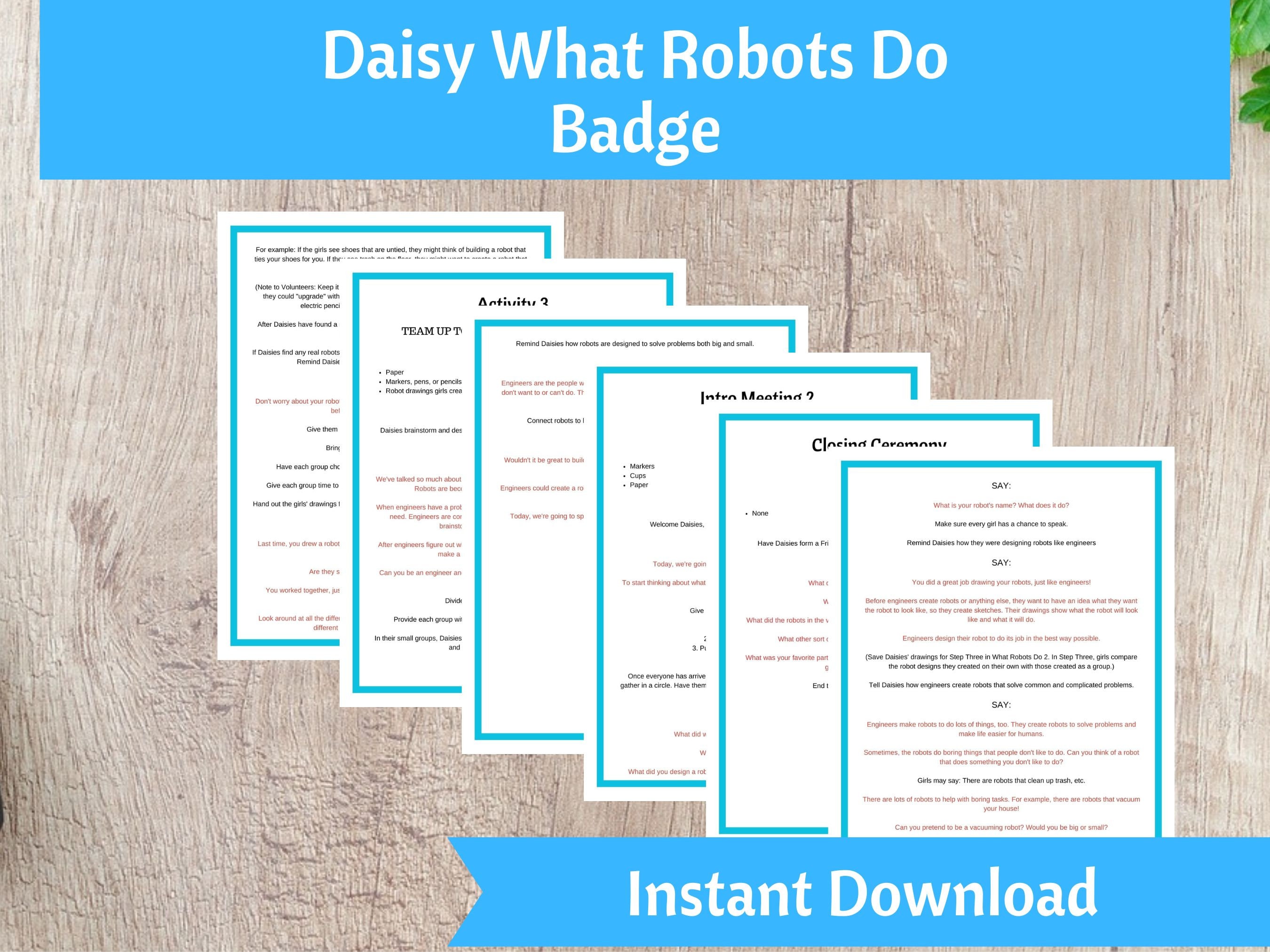 Daisy Robotics Badge Bundle - What Robots Do, How Robots Move, Design a ...