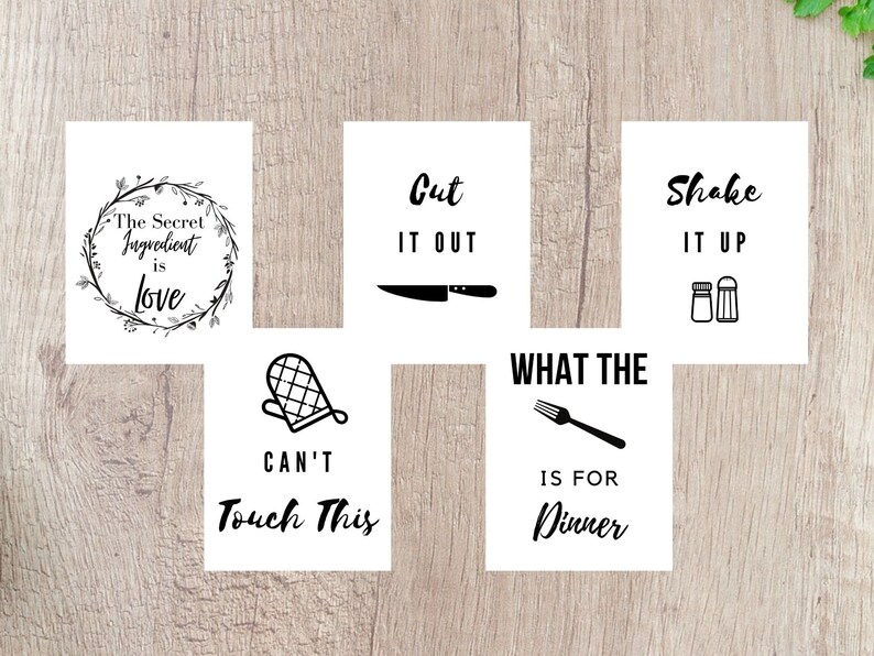 Set of 10 Printable Kitchen Signs, Fun Wall Art, INSTANT Download ...