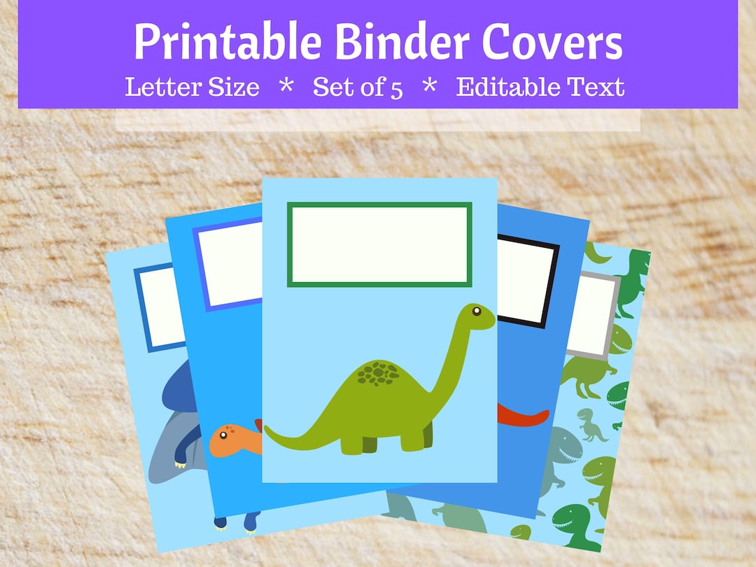 Dinosaur Printable Binder Covers for School Editable Home Office Binder ...