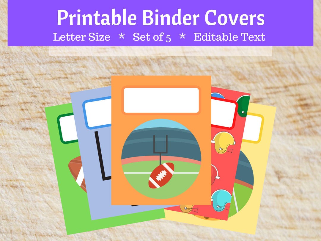 Football Printable Binder Covers for School Editable Home Office Binder ...