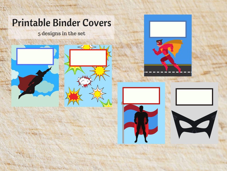 Superhero Printable Binder Covers for School Editable Home Office ...