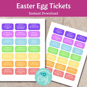 Easter Egg Tickets Printable | Fun Easter Basket Filler & Egg Hunt ...