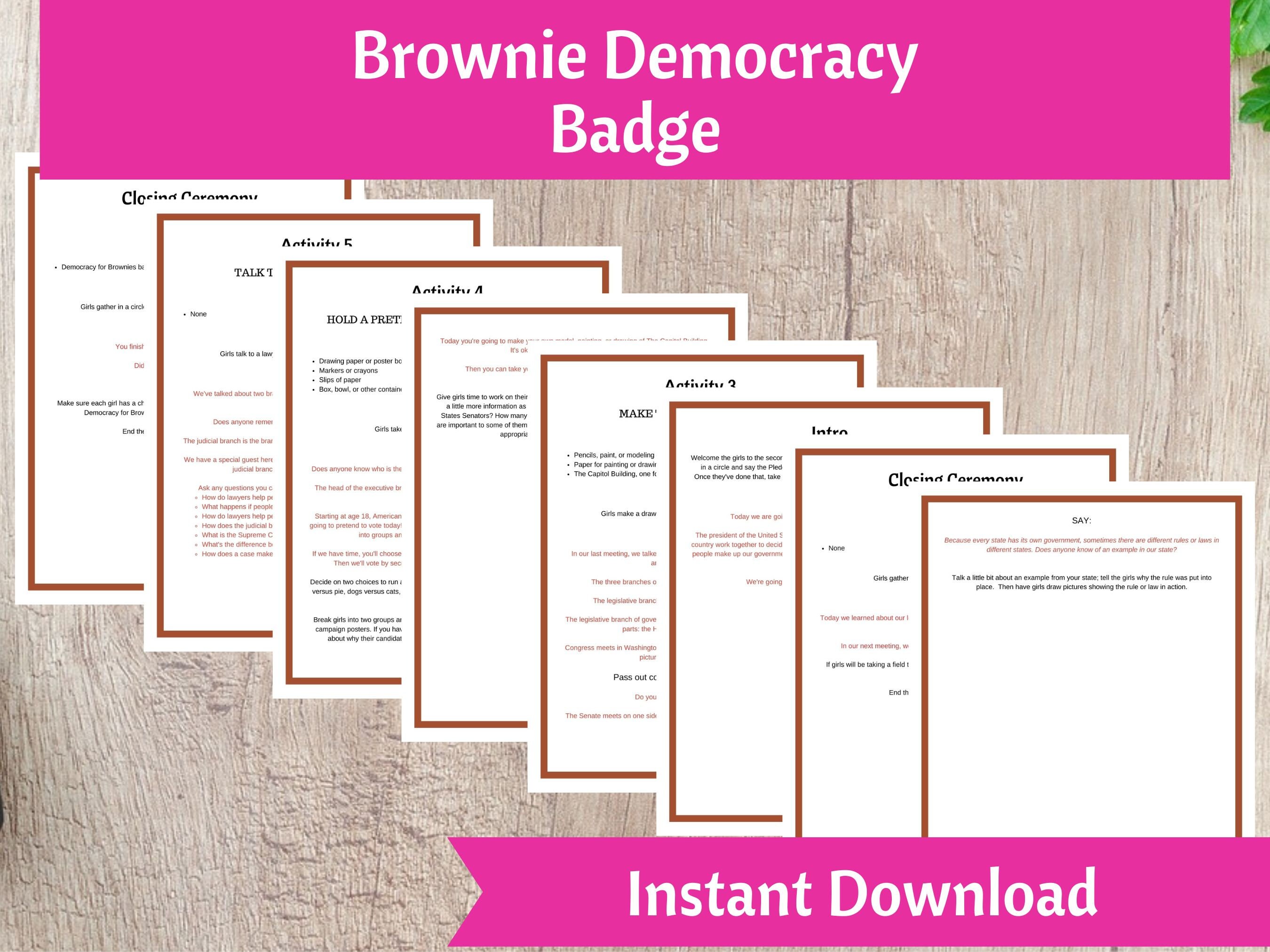 Brownie Democracy Badge Activity Kit Girls Scout Troop Organizer ...