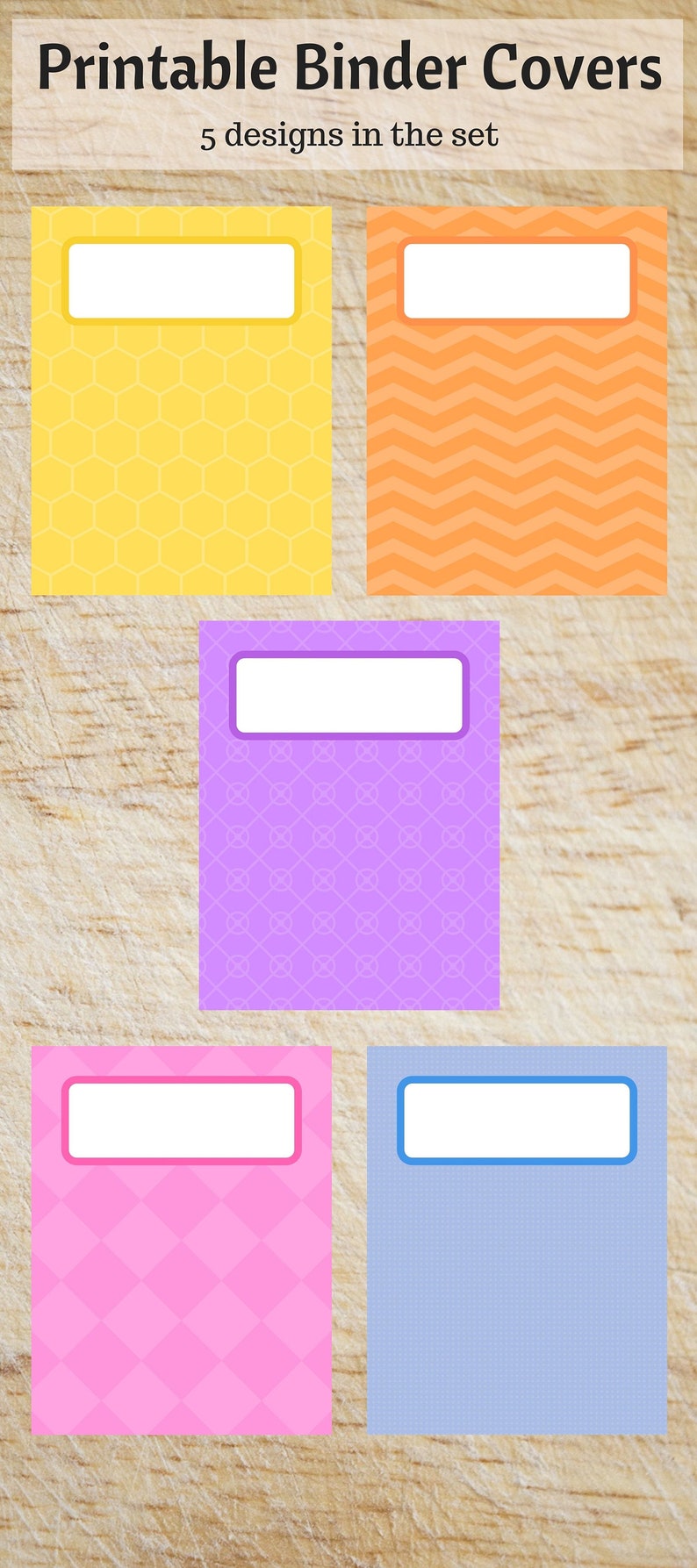 Pastel Patterns Printable Binder Covers for School Editable Home Office ...