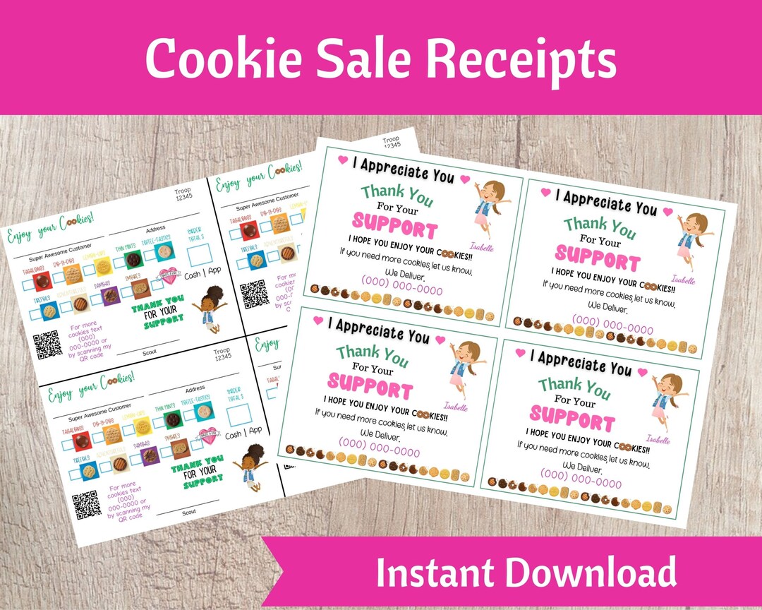 Cookie Sales Receipts Girls Scout Troop Organizer Printable - Etsy