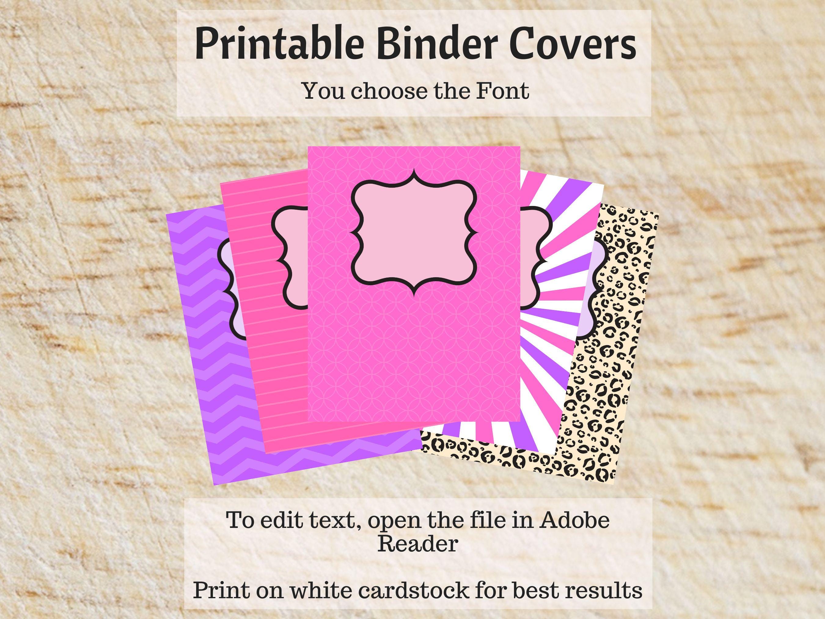 Purple, Pink, and Leopard Printable Binder Covers for School Editable ...