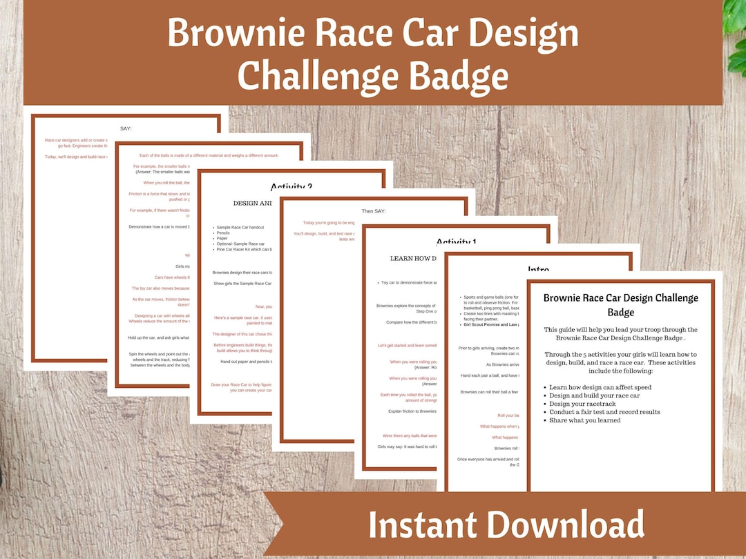 Brownie Race Car Design Challenge Badge Activity Kit | Girls Scout ...