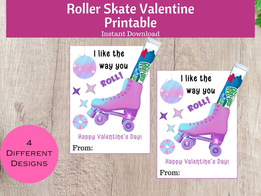 Printable Classroom Valentine's Day Cards for Kids Roller Skate ...