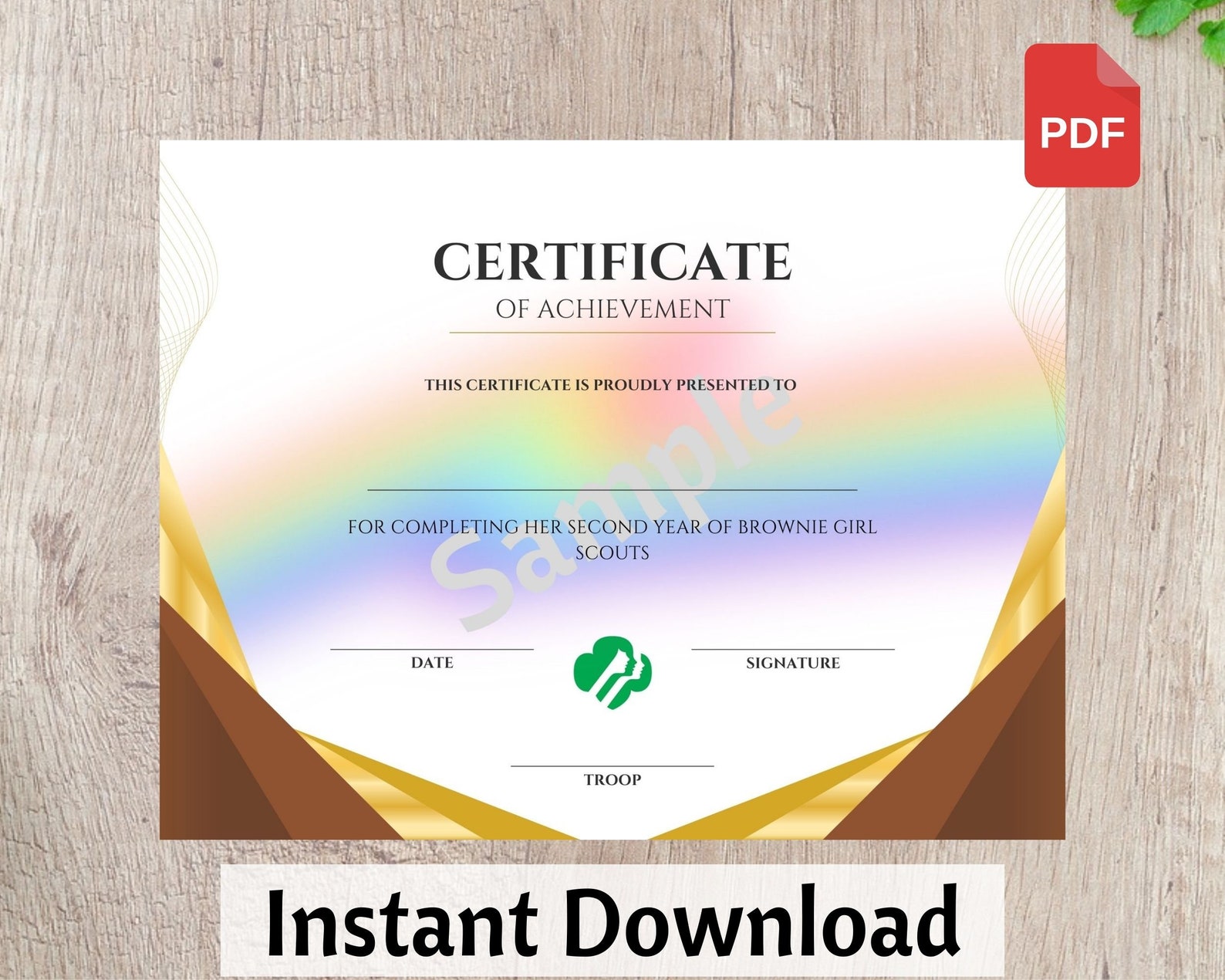 Brownie Girl Scout 1st and 2nd Year Certificate of Completion - Etsy