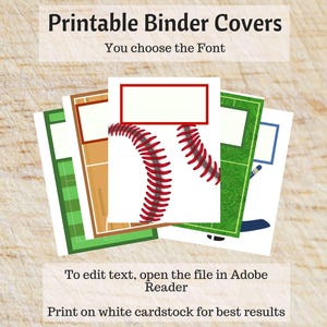 Sports Printable Binder Covers for School Editable Home Office Binder ...