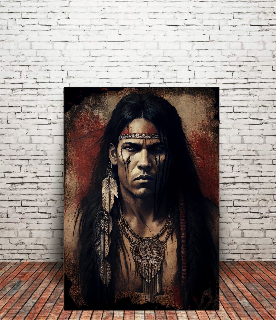 Indigenous Warrior Native American Art Print or Canvas Wrap. Warrior ...