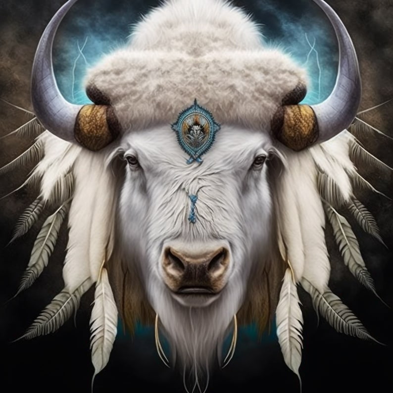 Sacred White Buffalo Native American Art Print or Canvas - Etsy UK