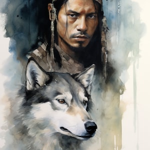 Wolf and Native American Art, First Nations, Fine Art Print or Canvas ...