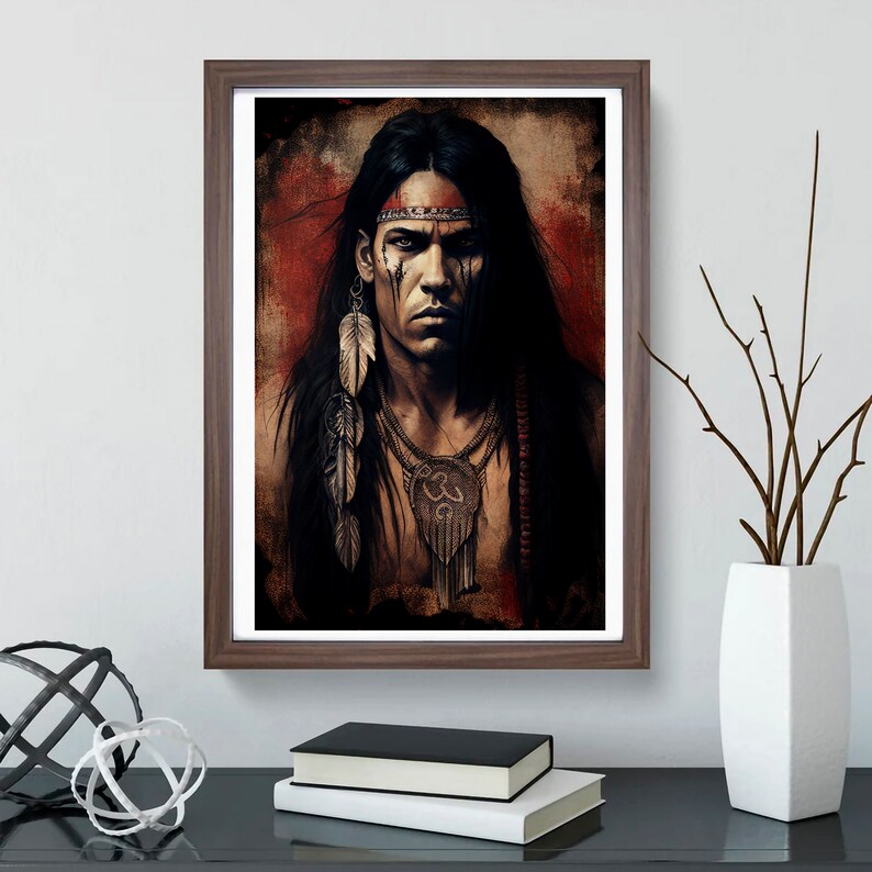 Indigenous Warrior Native American Art Print or Canvas Wrap. - Etsy