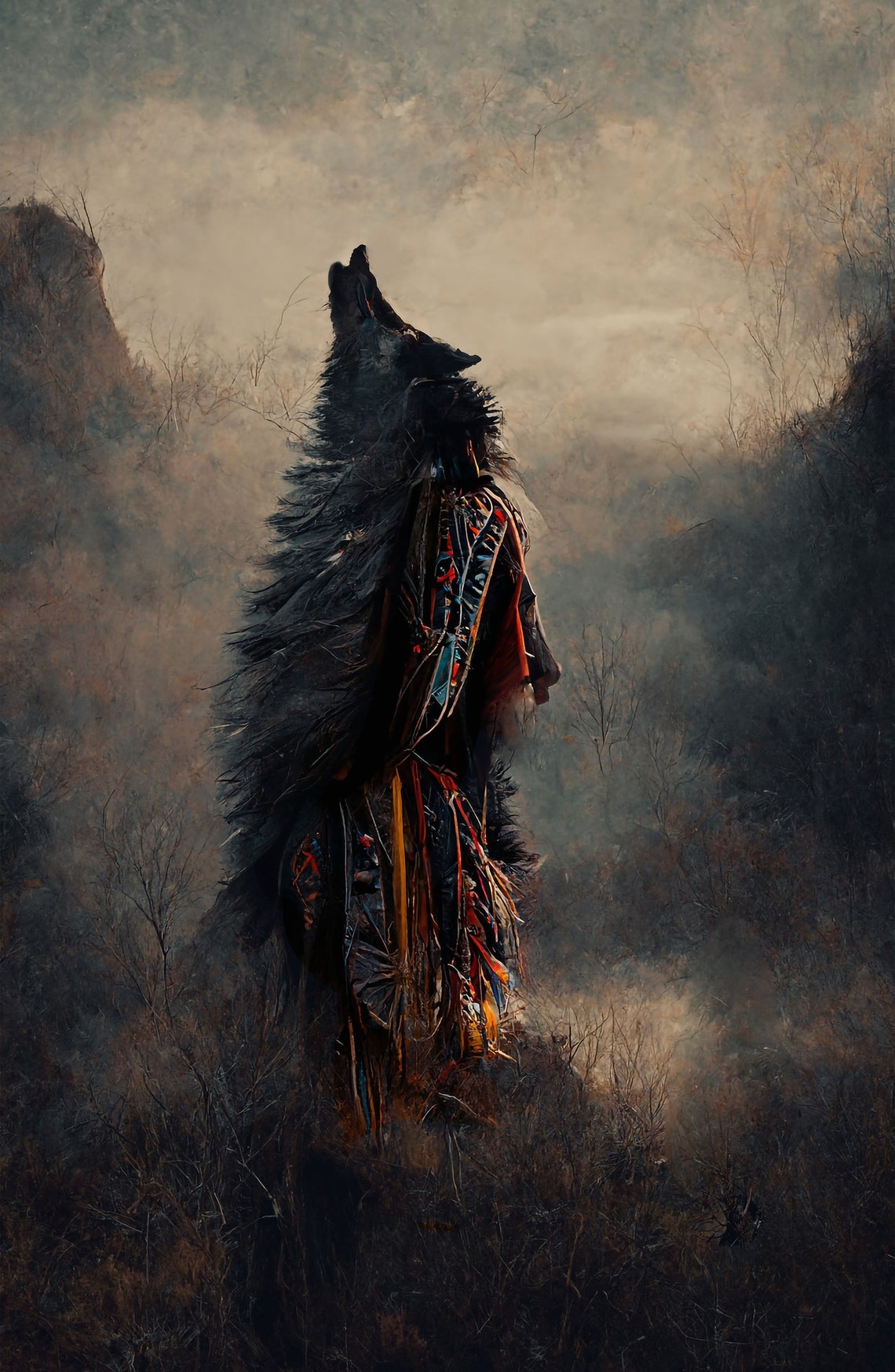 Spirit Wolf Native American Art Print or Canvas. First - Etsy