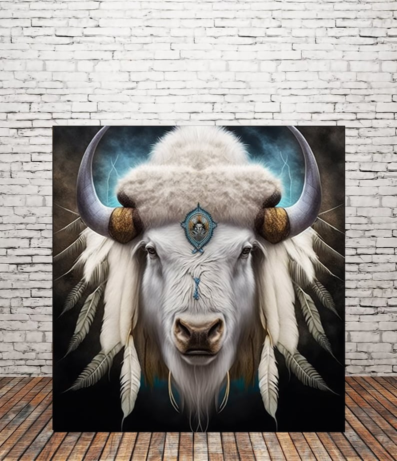 Sacred White Buffalo Native American Art Print or Canvas - Etsy UK