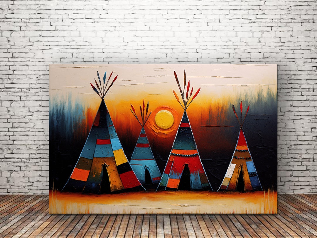 Tipis in Acrylic, Reproduction Art Print or Canvas Wrap, First Nations ...