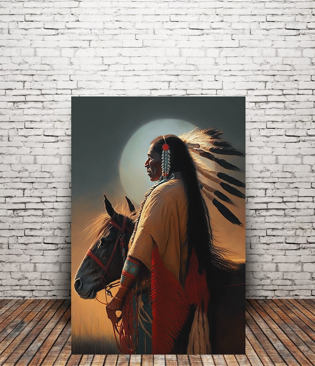 Native American Art Print 'MOONRISE'. Native American Indian. Warrior ...
