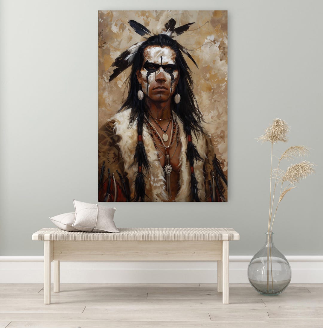 Iron Crow Indigenous Warrior Native American Art Print or Canvas Wrap ...