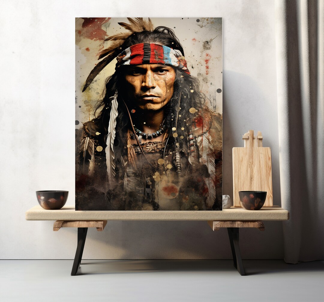 Indigenous Warrior Native American Art Print or Canvas Wrap. Warrior ...