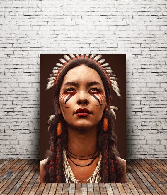 Native American Woman Painting